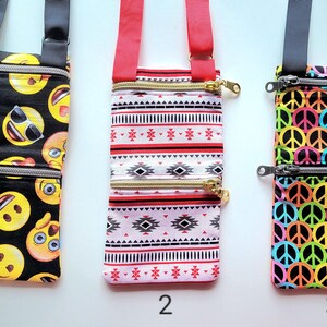 Cell Phone Crossbody Pouch. Handmade Fabric Phone Bag. Multiple Pockets ...
