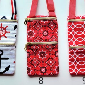 Cell Phone Crossbody Pouch. Handmade Fabric Phone Bag. Multiple Pockets ...