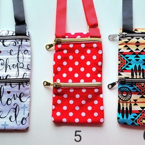 Cell Phone Crossbody Pouch. Handmade Fabric Phone Bag. Multiple Pockets ...