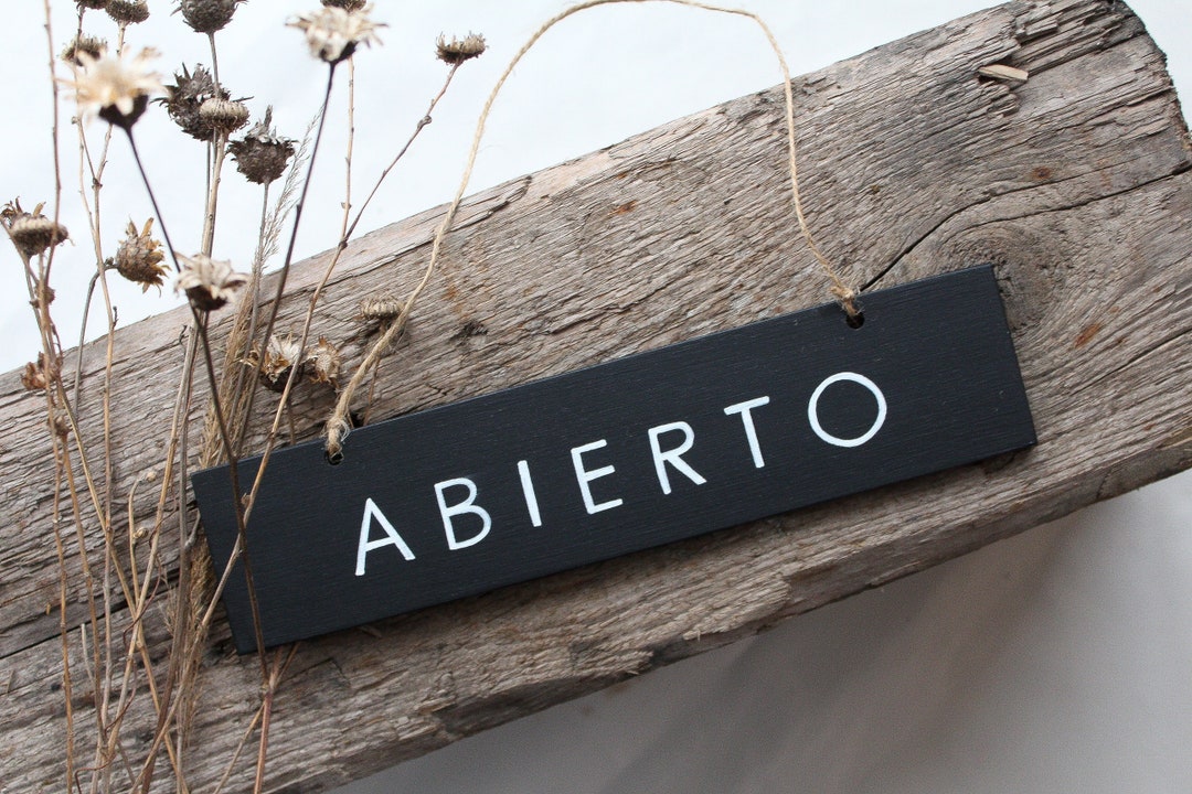 Abierto Cerrado Sign, Spanish Black-white Open Closed Handwritten Sign ...
