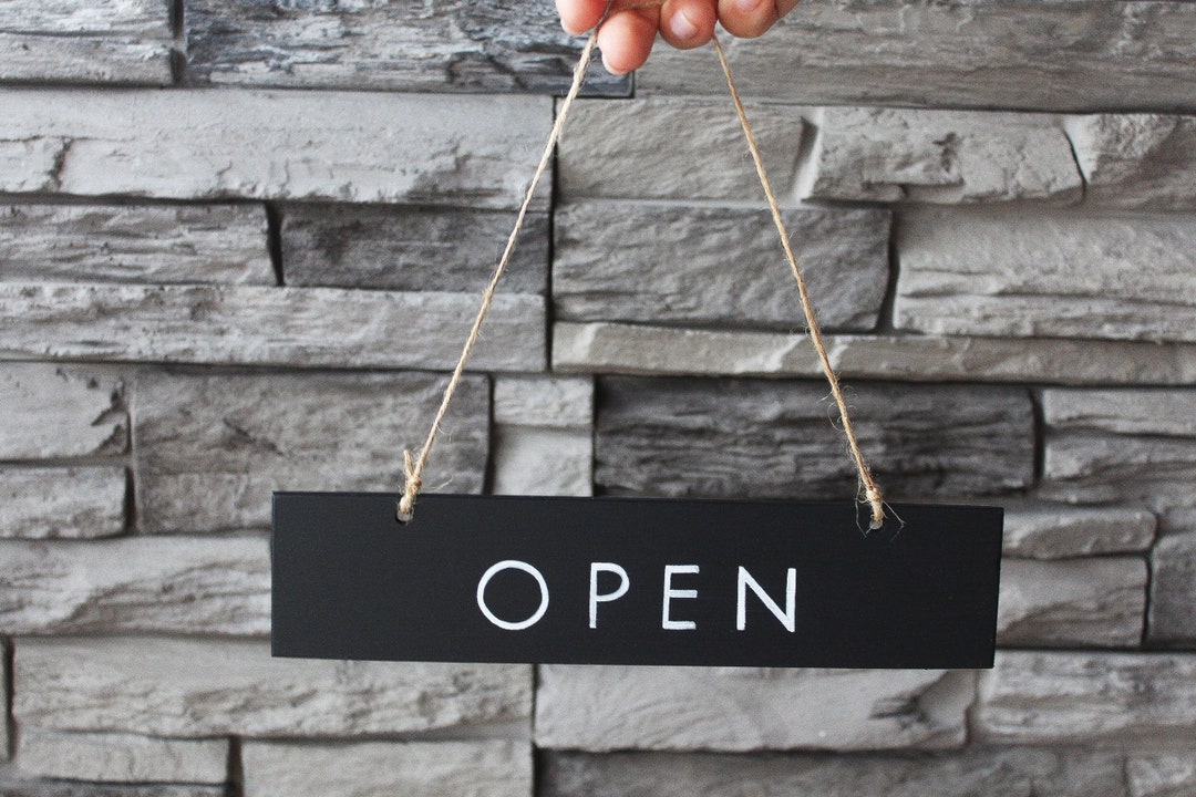 Open Closed Sign, Black-white Open Closed Handwritten Sign, Hanging ...