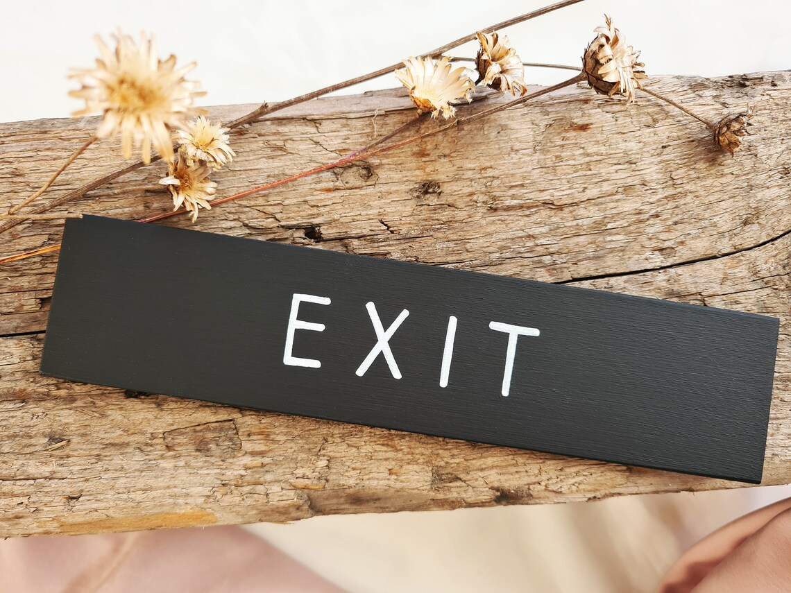 Exit Sign, Handwritten Black-white Door Sign, Restroom Door Sign ...