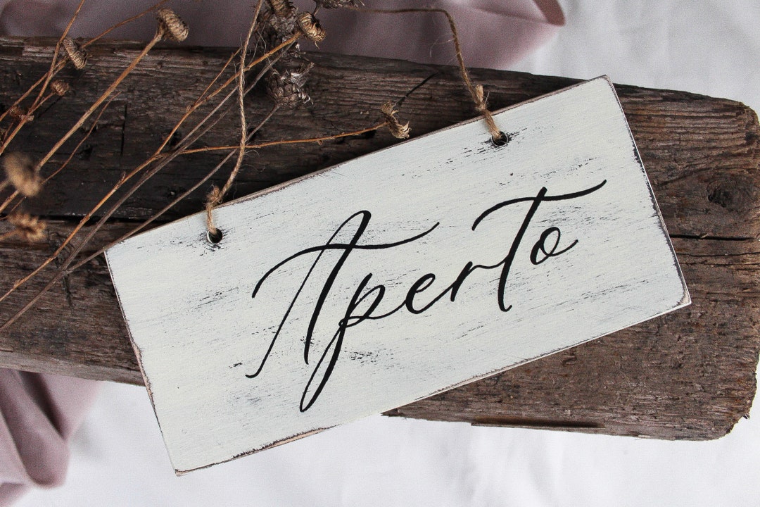 Aperto Chiuso Sign, Italian Open Closed Sign, Handwritten Table ...