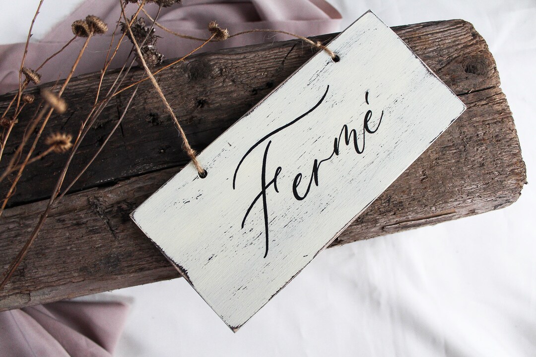 Ouvert Fermé Sign, French Open Closed Sign, Handwritten Table ...