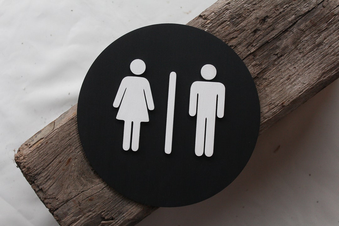 Unisex WC Sign, Toilet Door Sign, Black-white Toilet Plate, Bathroom ...