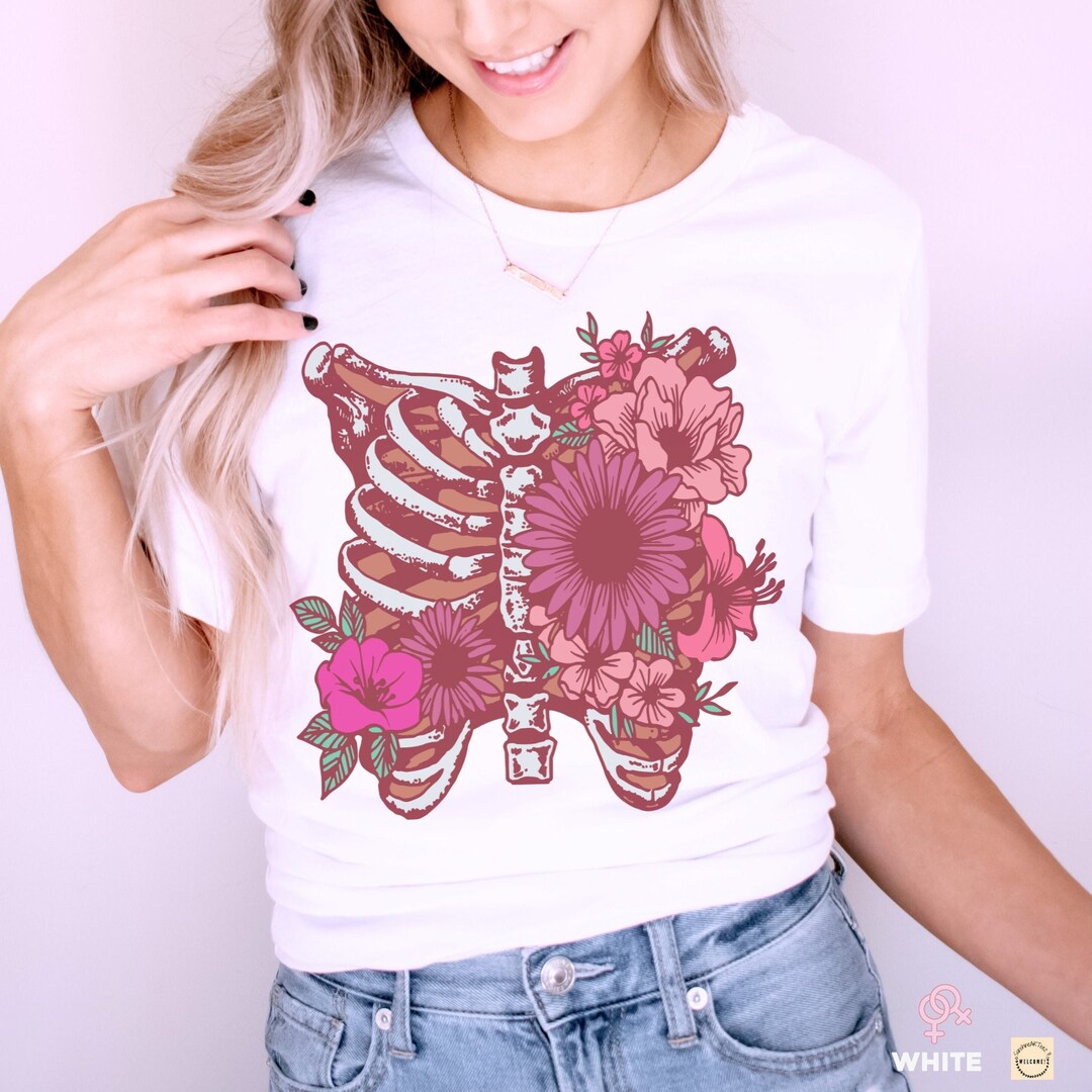 Lesbian Floral Ribs Subtle Lesbian Shirt Lez Goth Shirt Sapphic Clothes ...
