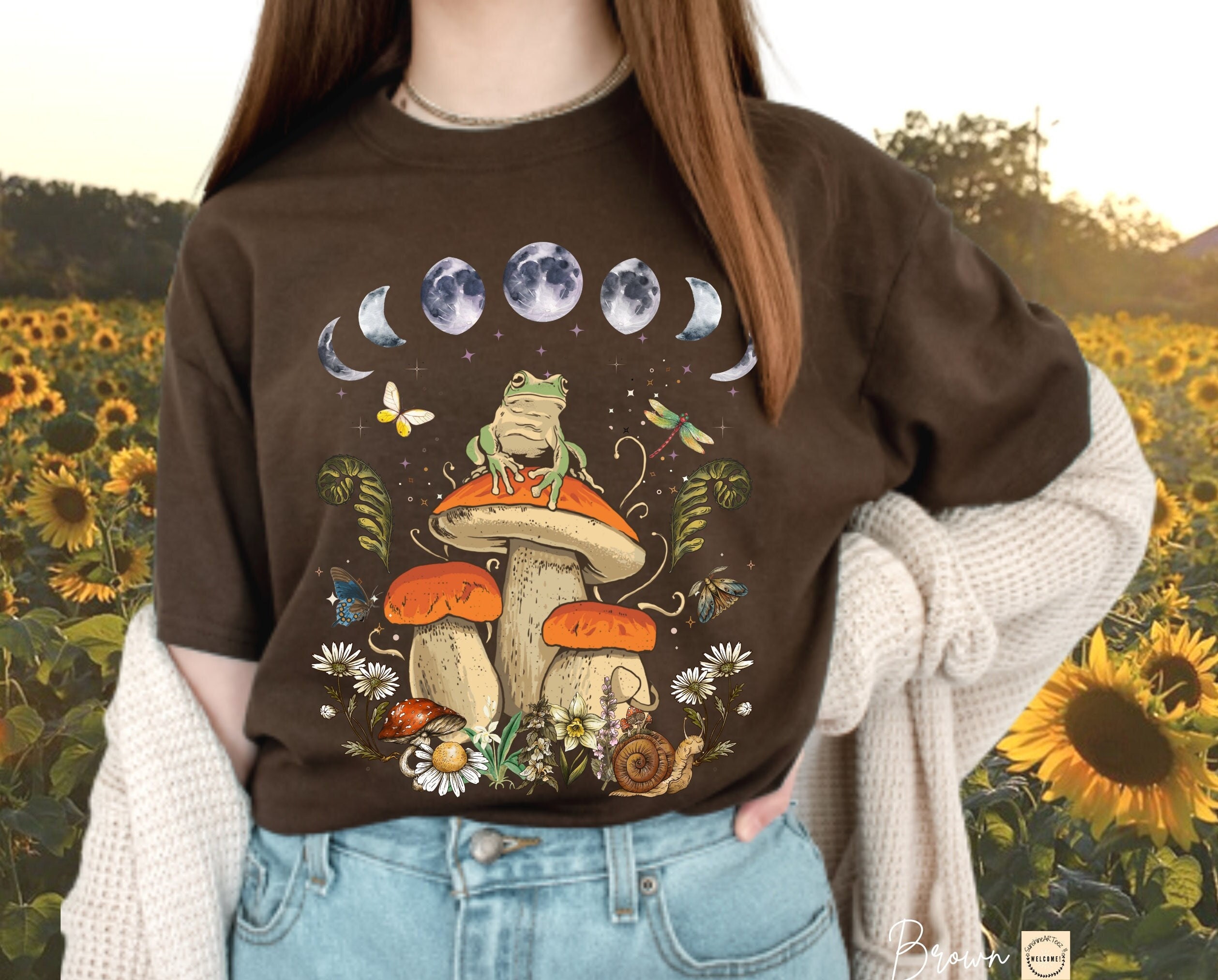 Vintage Mushroom Shirt Cottagecore Shirt Goblincore Shirt Moth Shirt