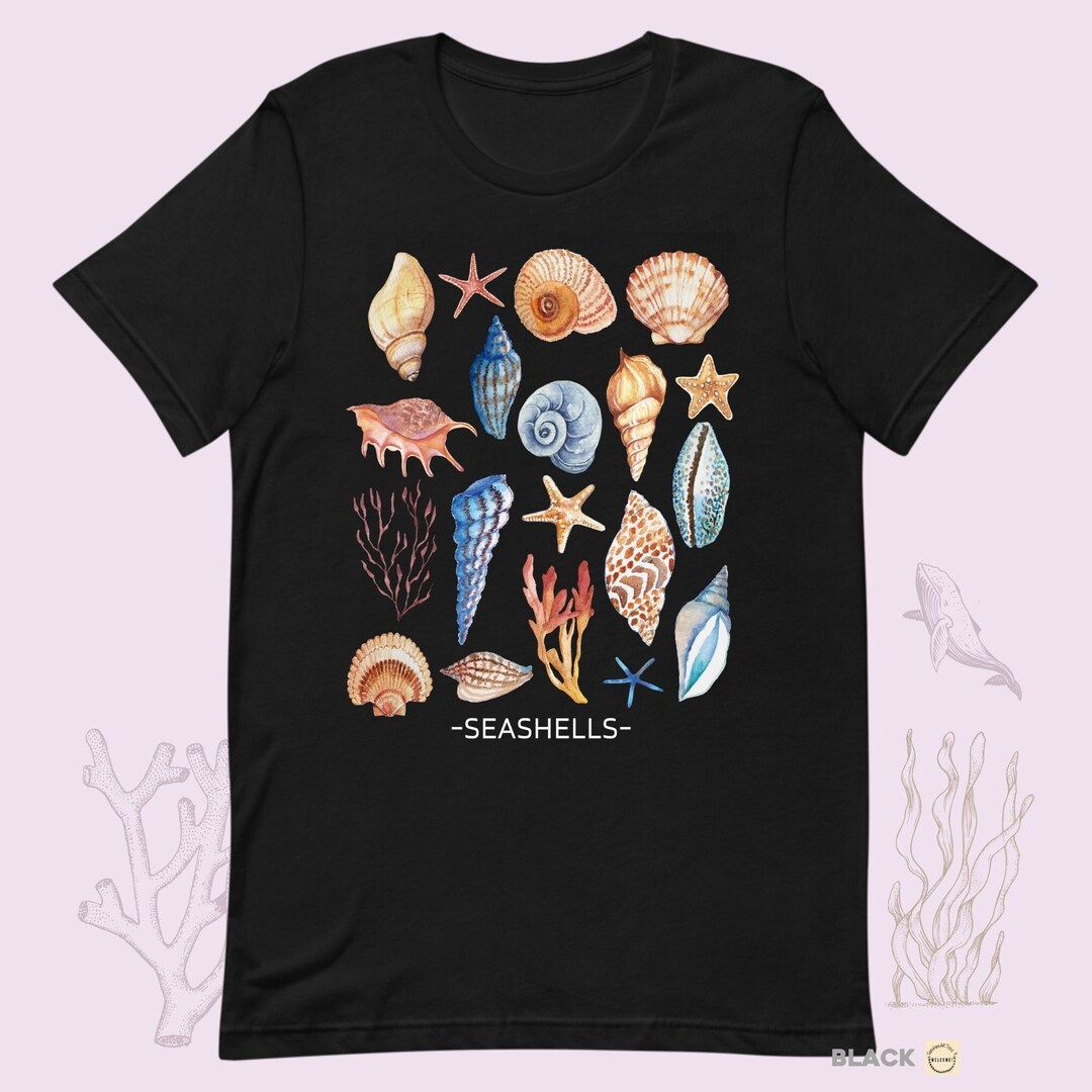 Seashells Collection Sea Animals Shirt Retro Beach Shirt Unisex Summer ...