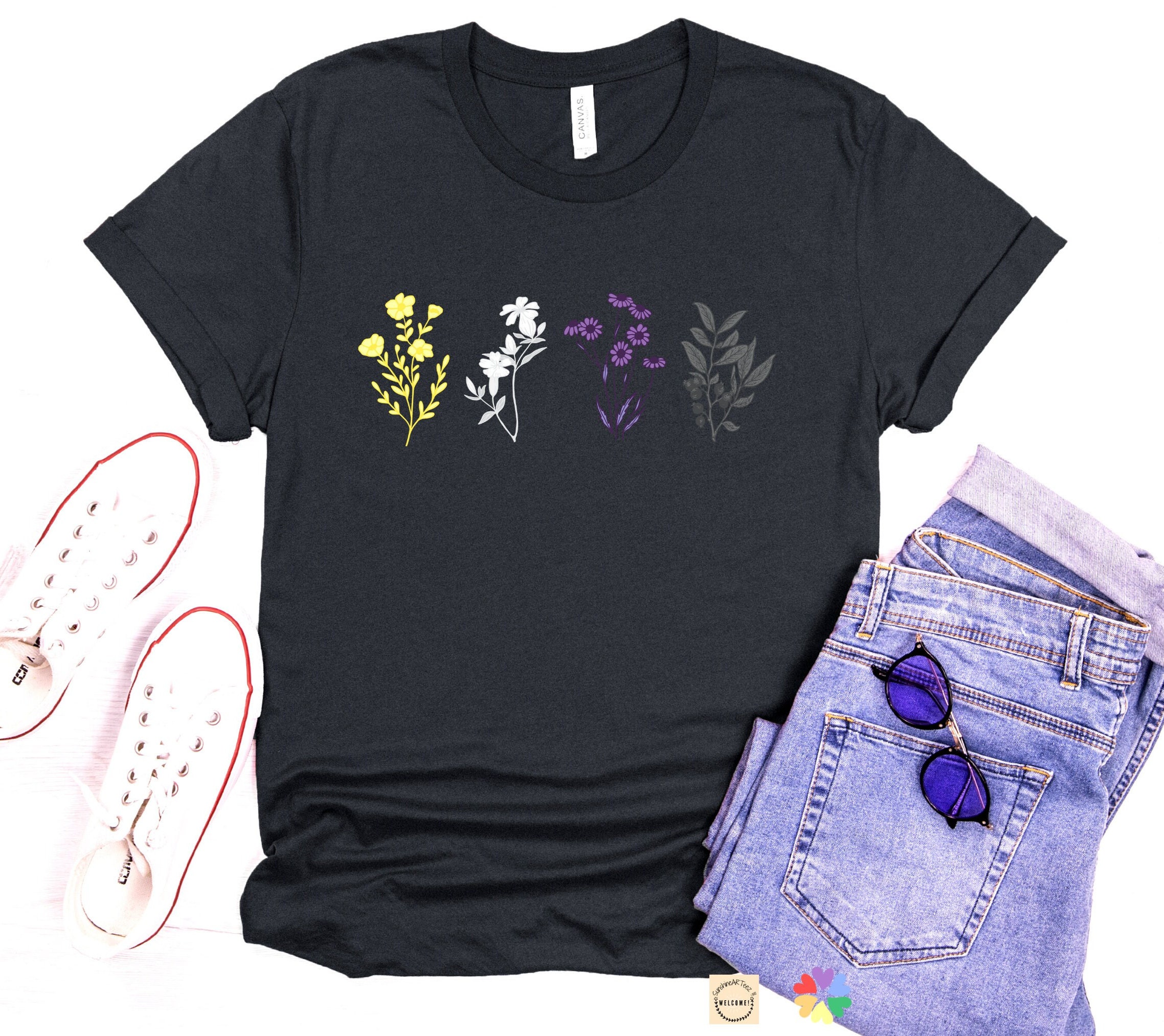 Non Binary Flowers Tshirt Non Binary Wildflowers Enby - Etsy Canada