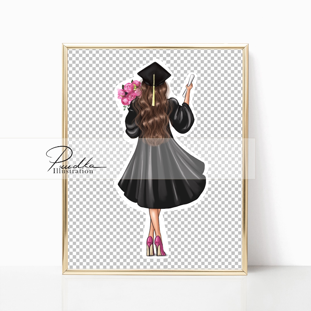 Graduation - Black and White Robe & Cap - No Year. DIGITAL FILES ...
