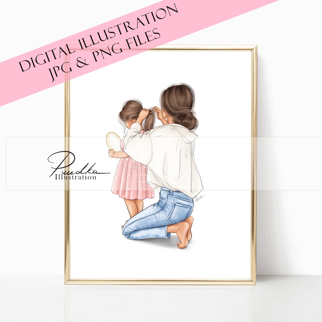 Mom and Daughter Dressing Time. DIGITAL FILES (my Own Illustration ...
