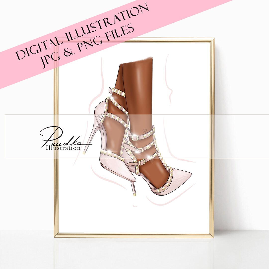 Blush Pink Heels Digital. DIGITAL FILES ONLY. (my Own Illustration ...