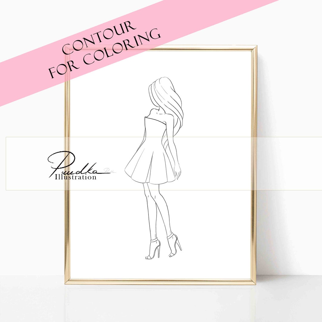 Fashion Girl Coloring Page: Printable Wall Art (digital Files) - Etsy