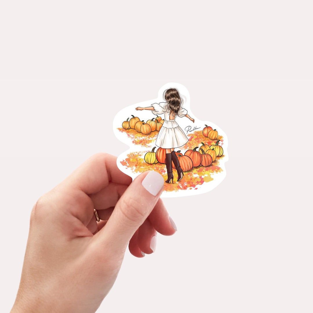 Fall Girl Pumpkin Patch Sticker: Waterproof Laminated Decal - Etsy