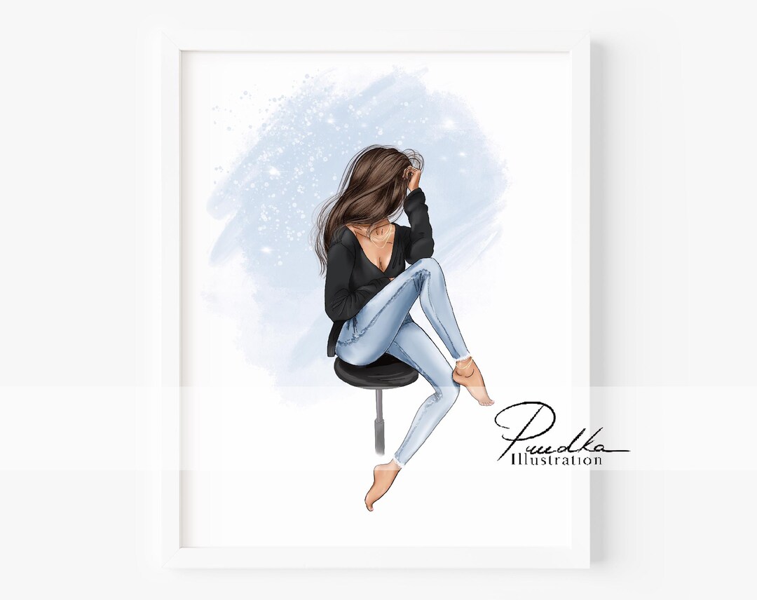 Blue Jeans (print of My Own Illustration, Sketch, Design, Customizable ...