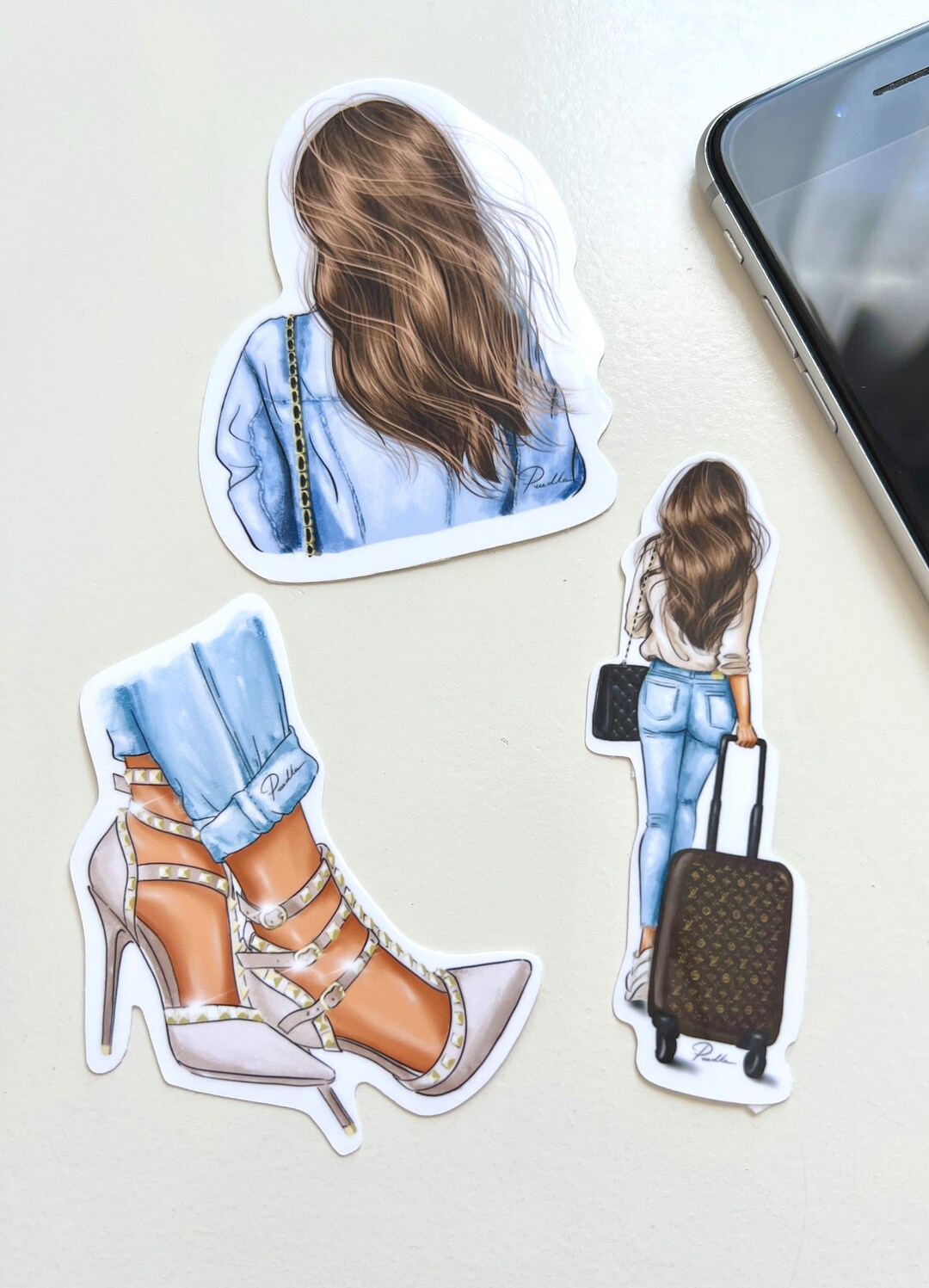 Brown Hair Girl Laminated Stickers for Tumblers, Laptop, Phone Cases ...