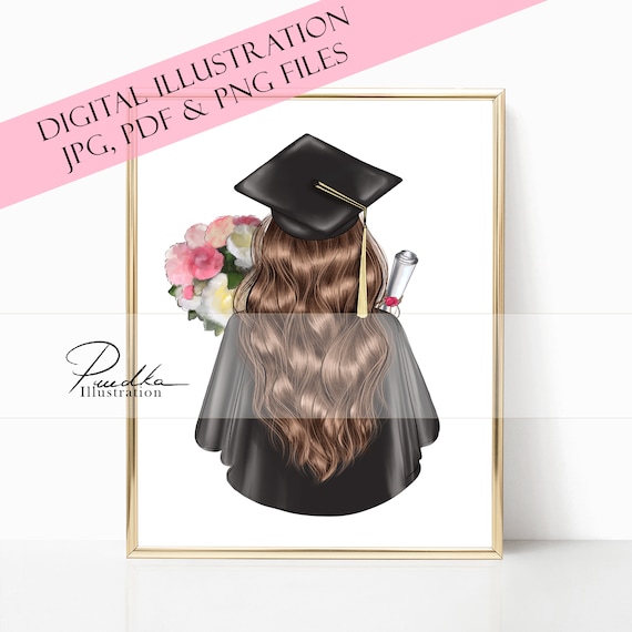 Graduation. DIGITAL FILES my Own Illustration. Fashion Office | Etsy
