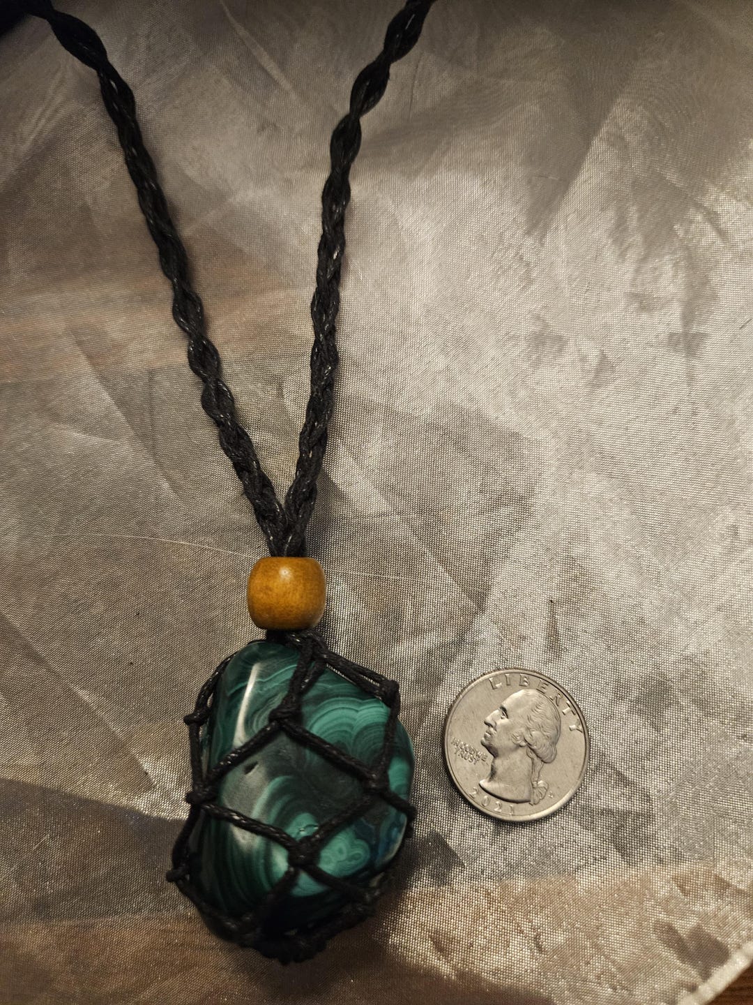 Malachite Stone With Adjustable Macrame Necklace. Stone, Rock, Gemstone ...