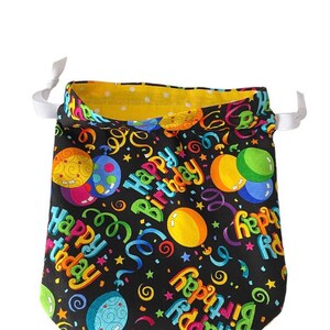 Happy Birthday Drawstring Bag, Bag, HBD Reusable Bag, Cinch Bag ...