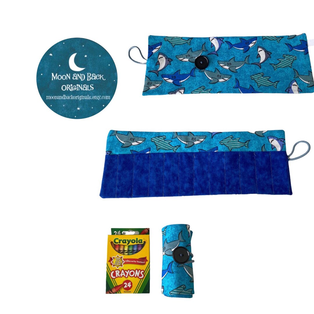 Shark Crayon Roll, Crayon Roll Up, Kids Crayon Holder, Crayon Caddy ...