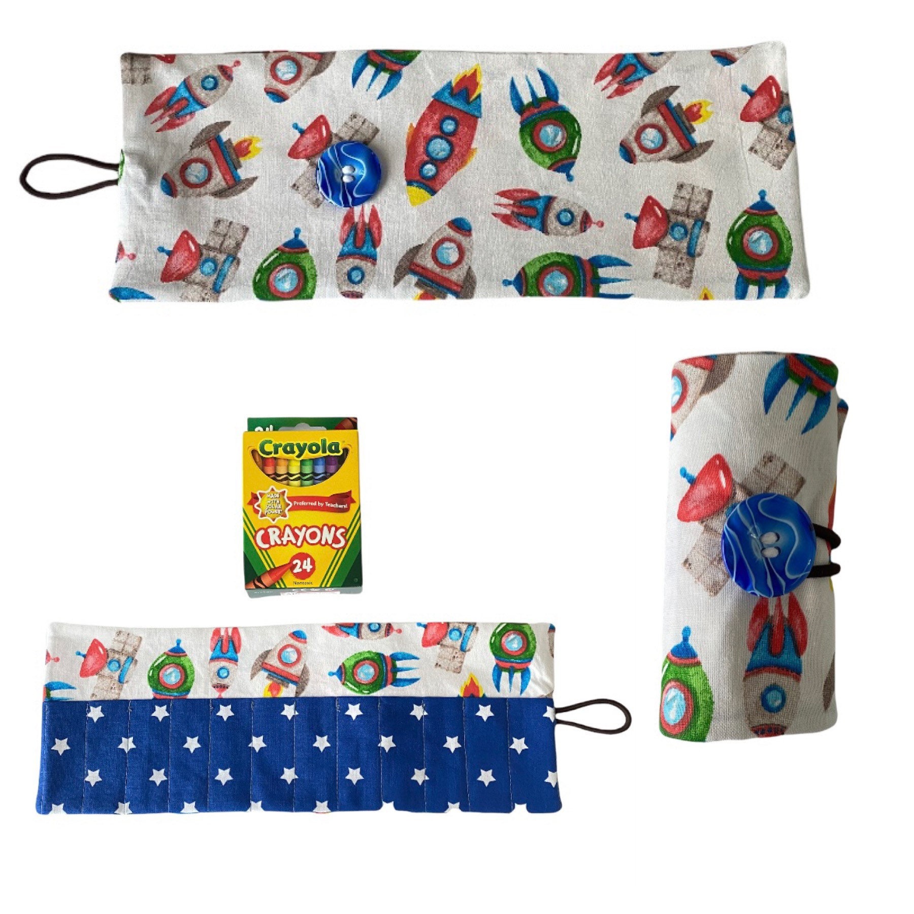 Rocket Ship Crayon Roll Outer Space Crayon Roll Crayon Roll - Etsy