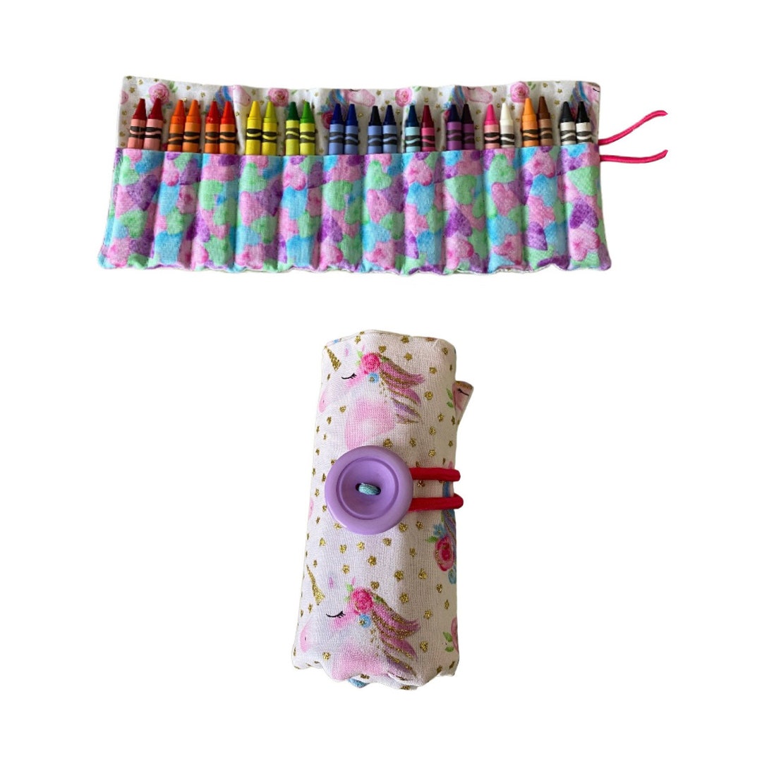 Unicorn Crayon Roll, Sparkly Unicorn Crayon Roll Up, Crayon Roll Up ...