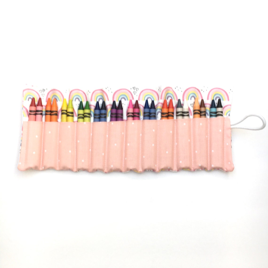 Rainbow Crayon Roll Crayon Roll Up Kids Crayon Holder | Etsy