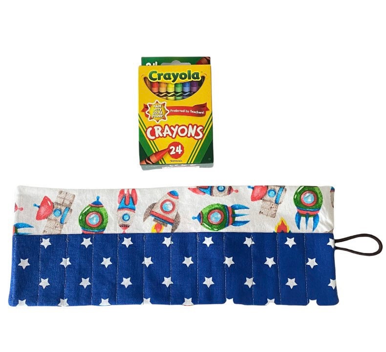 Rocket Ship Crayon Roll Outer Space Crayon Roll Crayon Roll - Etsy
