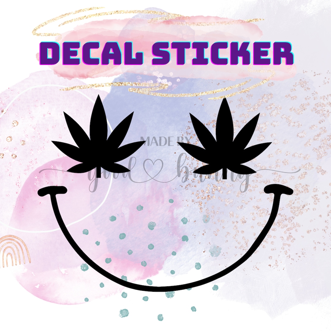 Cannabis Smiley Face Decal Sticker - Etsy
