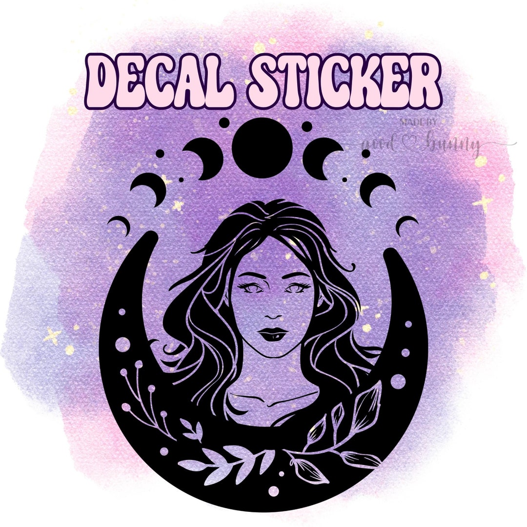 Celestial Girl Decal | Floral Moon Phases Sticker - Etsy