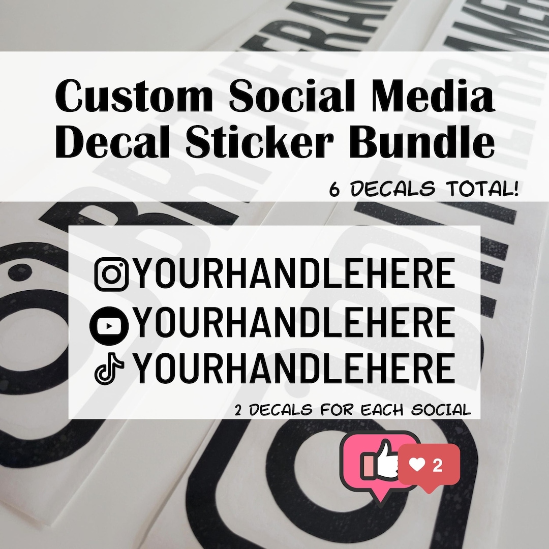 Custom Social Media Decal Sticker Bundle X2 Each! - Etsy