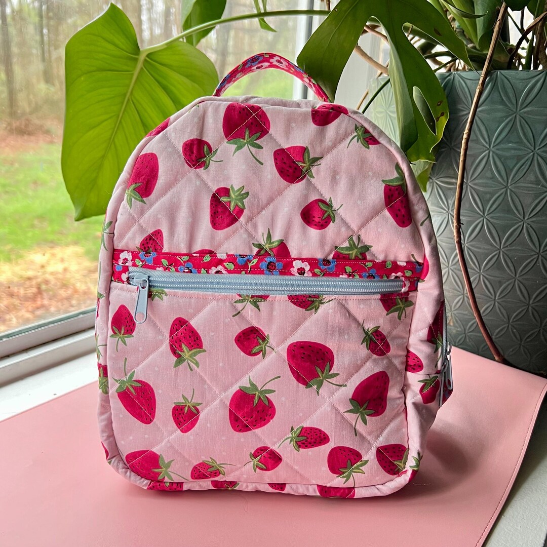 Strawberry Toddler Backpack – Quilted Mini Backpack for Kids – One of a ...