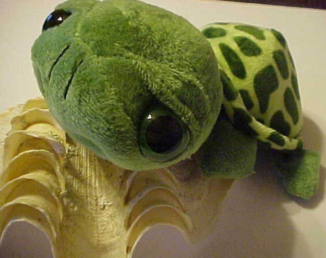 Adorable Cute Soft Cuddle Plush CHILDS Stuffed 8" Iength Green Turtle ...