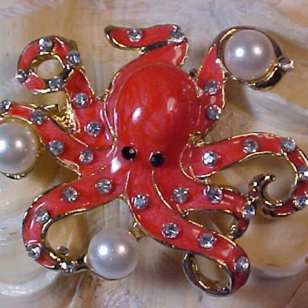 Octopus Brooch - Etsy