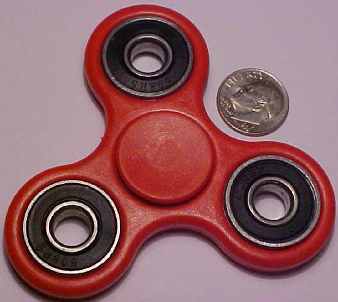 RED Tri-spinner FIDGET Sensory Calmer Hand Finger Desk Abs+metal Stress ...