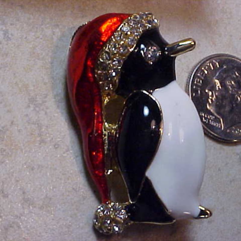 Rhinestone Penguin Pin - Etsy