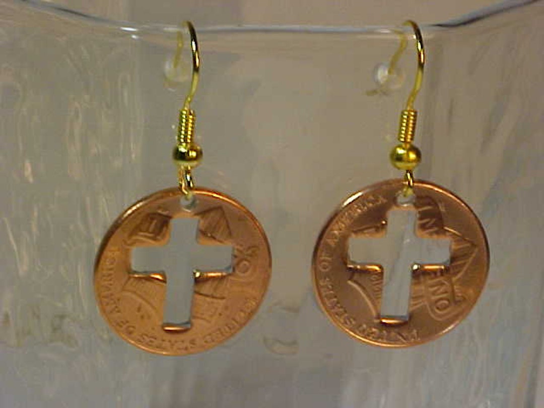 Unique Religious PENNY COINS With CROSS Cut Out in Center. Pierced ...