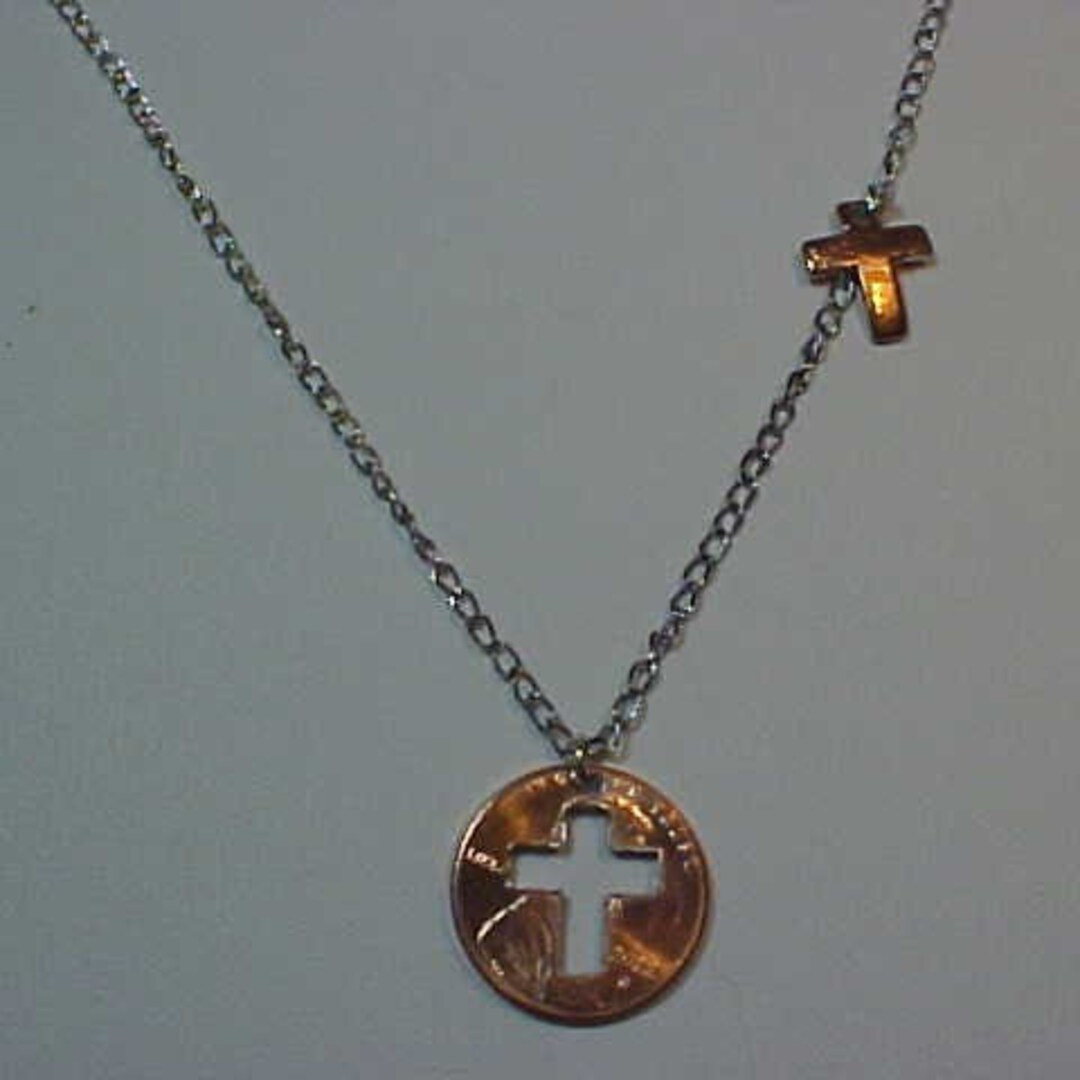 Unique Religious Faith Love PENNY COIN With CROSS Cut Out in Center ...