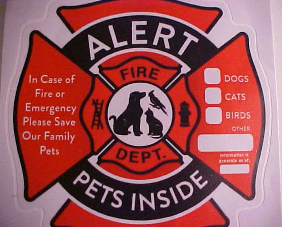 Save Are Pets! 4-PET ALERT Emergency Rescue Lg VINYL Decal Stickers ...