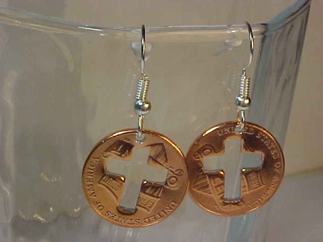 Unique Religious PENNY COINS With CROSS Cut Out in Center. Pierced ...