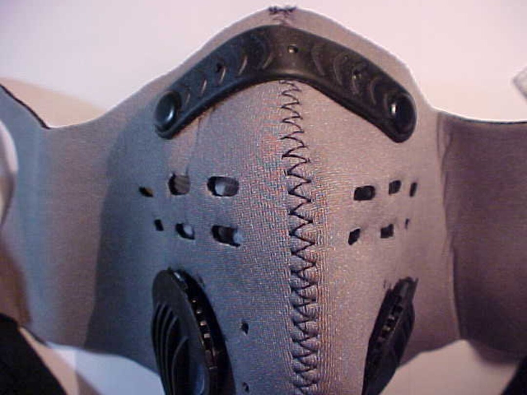 Gray Mouth Face Mask With 2 Air Value Ports. Made of Soft Polyester ...