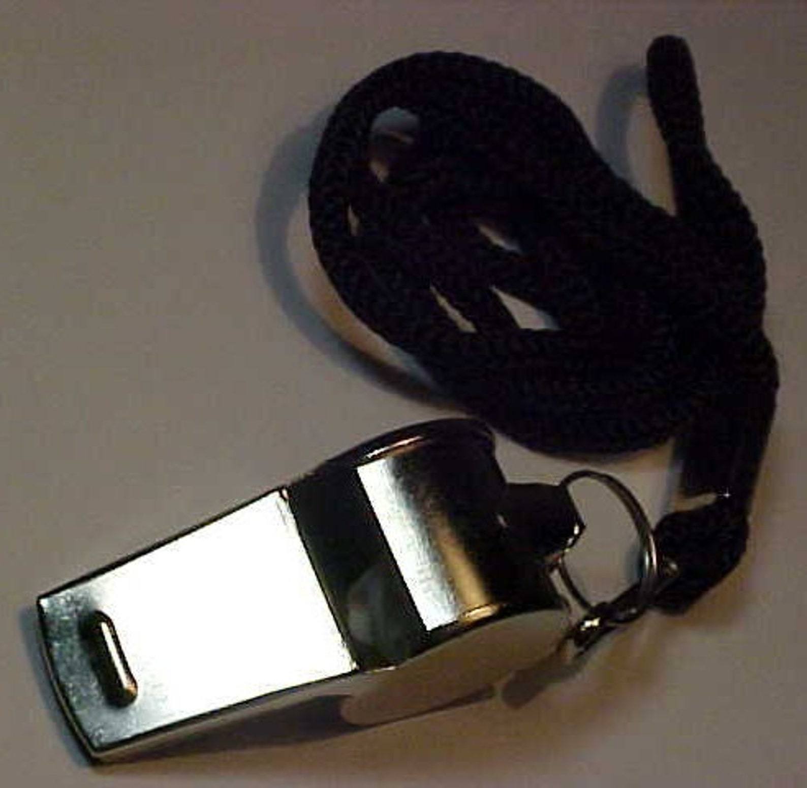 Loud Silver Tone WHISTLE With Key-ring Snap Black Nylon Neck - Etsy