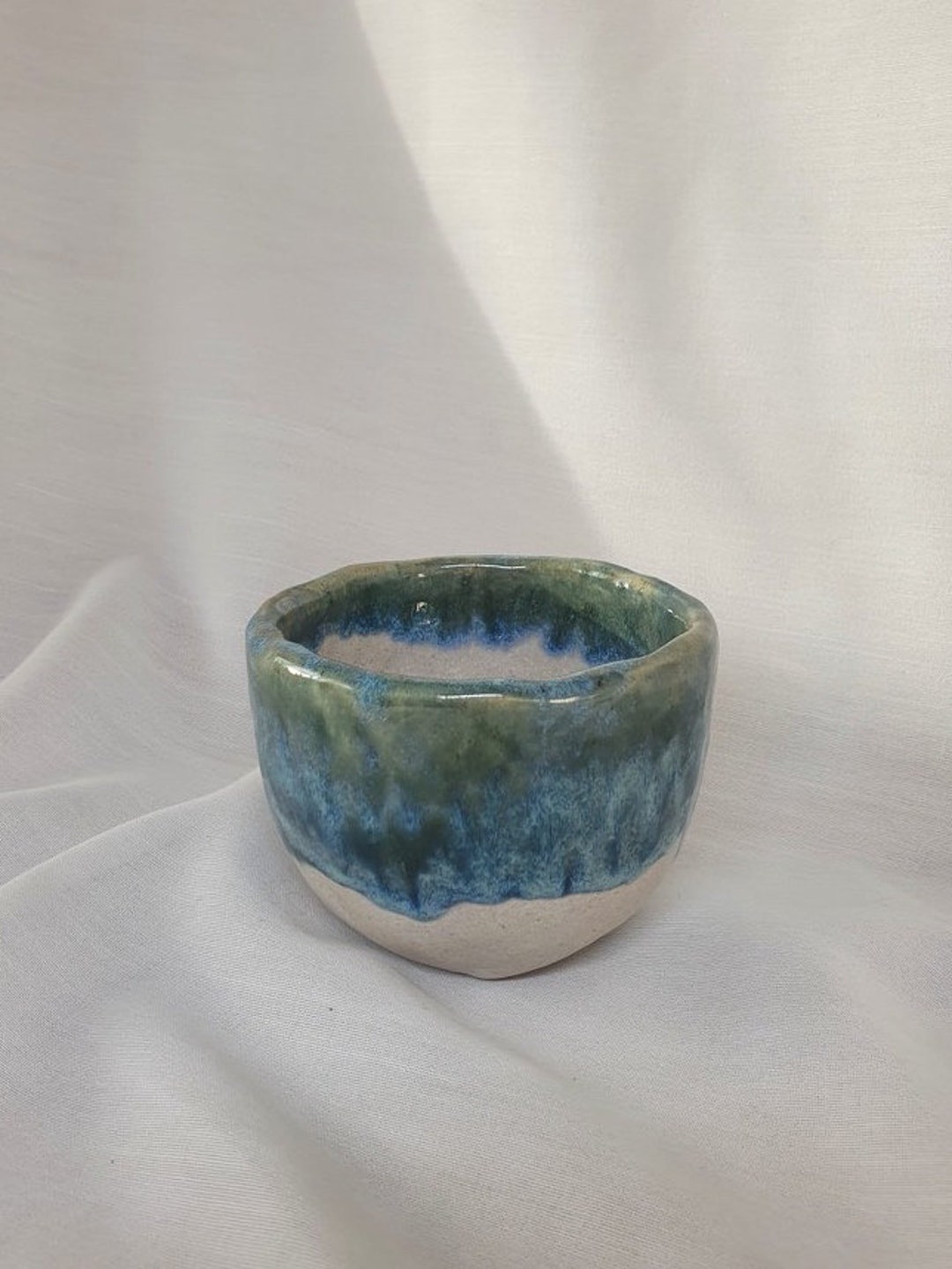 Handmade Beakers in White and Green Blue - Organic Tumbler Cup - Etsy