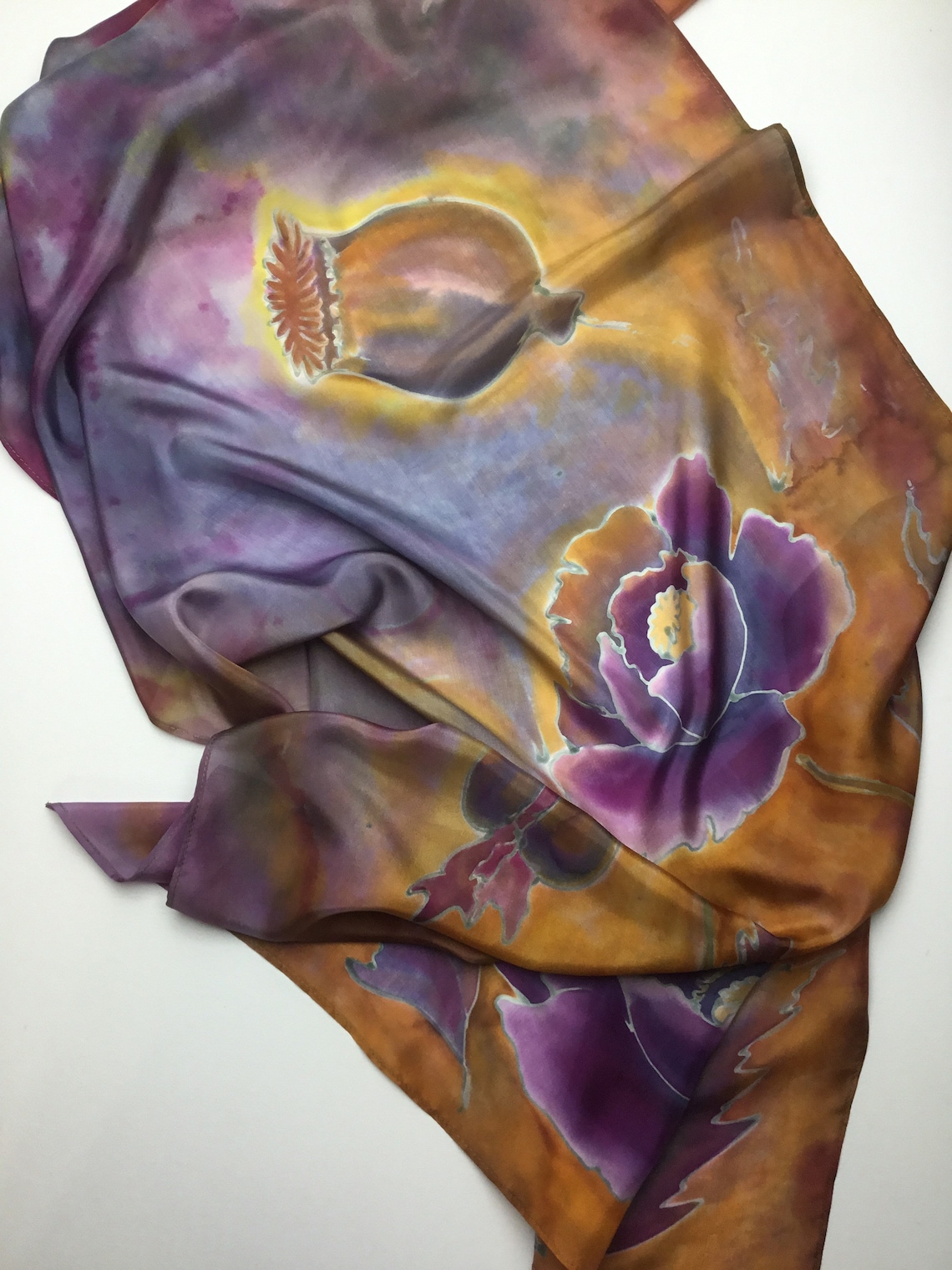 Silk Scarf Pareo Women Silk Wrap Hand Painted Handmade Magenta - Etsy