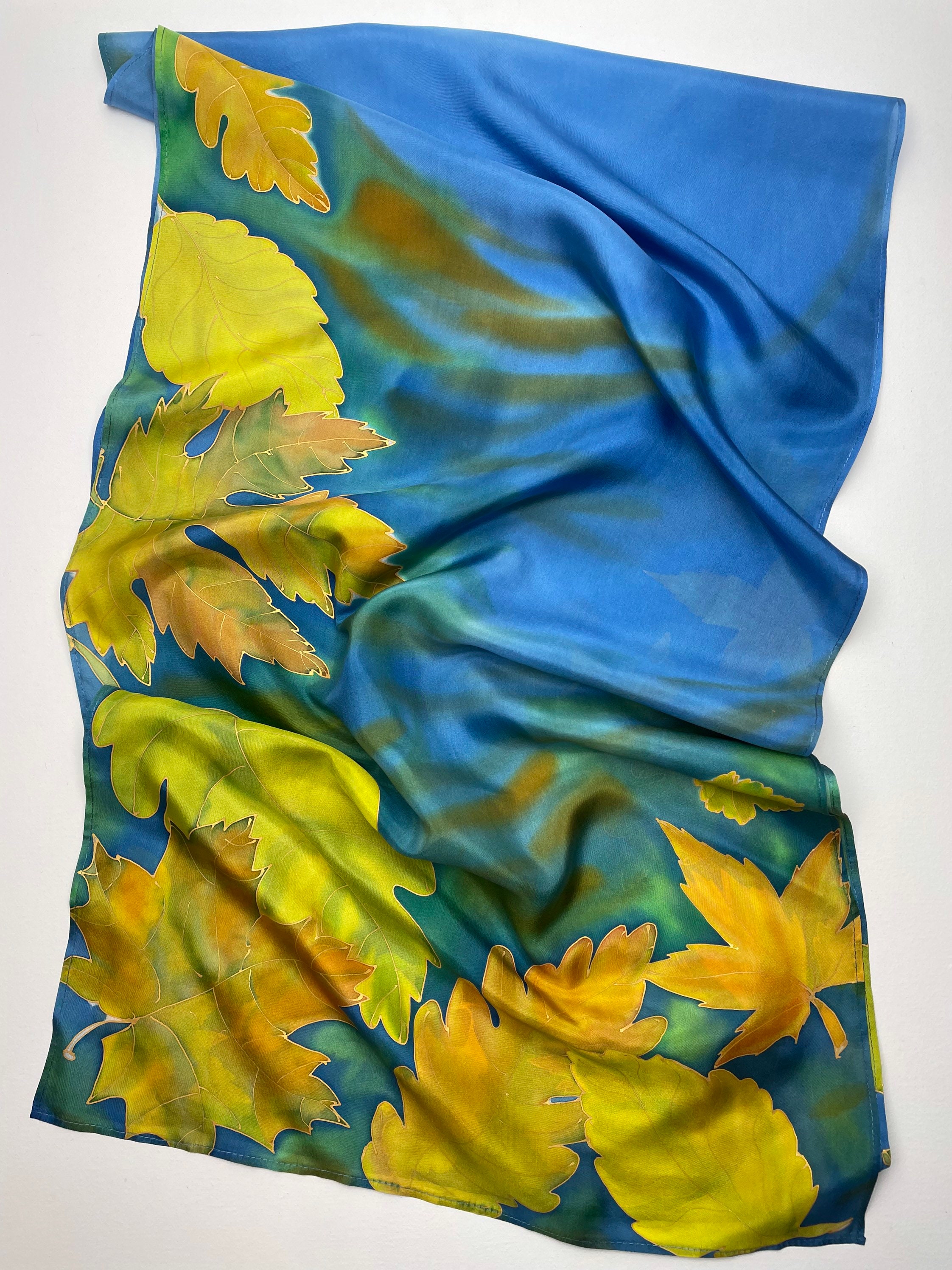 Autumn Leafs Scarf Hand Painted Scarf Large Scarf Pure Silk - Etsy UK