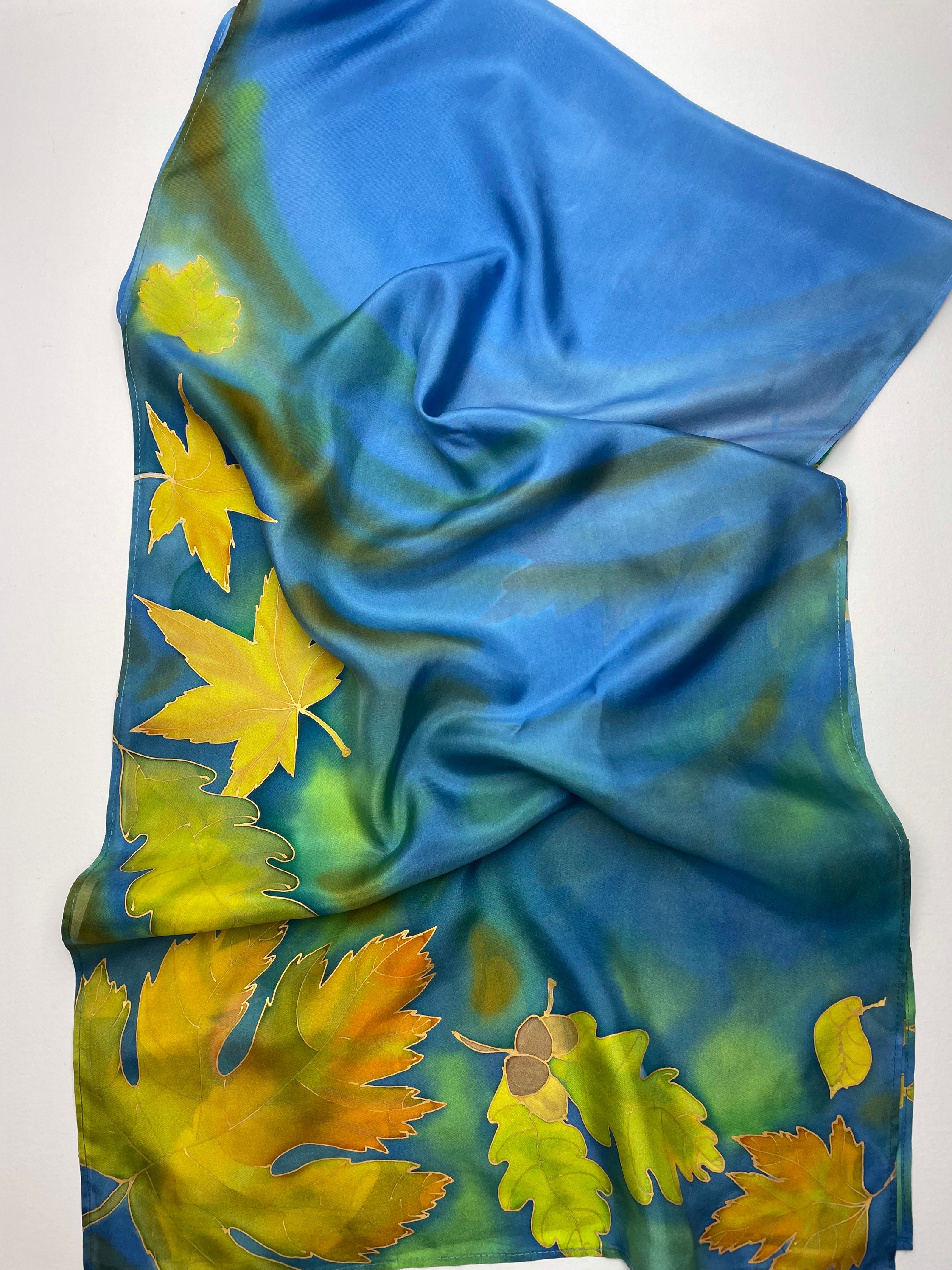 Autumn Leafs Scarf Hand Painted Scarf Large Scarf Pure Silk - Etsy UK