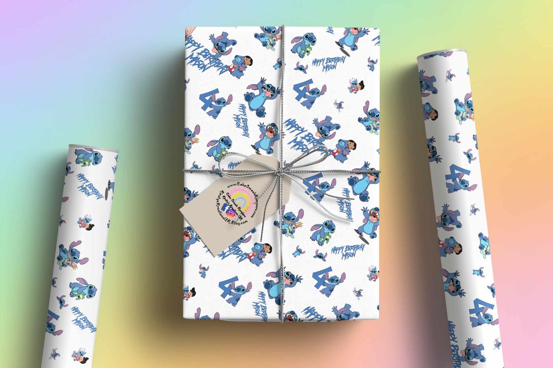 Personalized Disney Stitch Wrapping Paper – Birthday Gift Wrap - Etsy