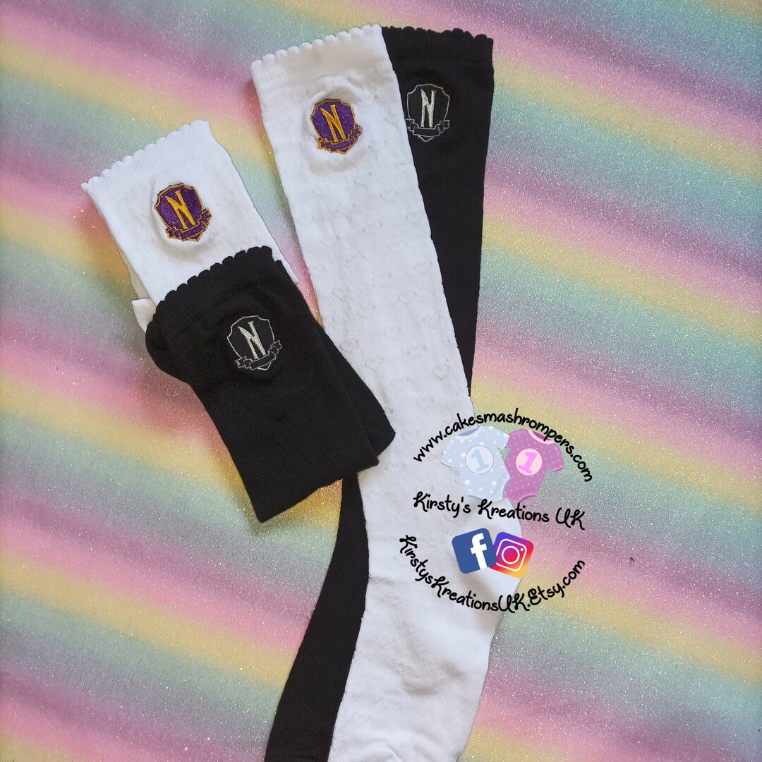 Kawaii Cute High Socks Nevermore Wednesday Addams Enid - Etsy