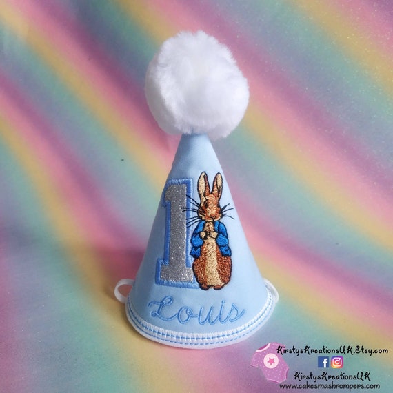 Peter Rabbit 1st Birthday Party Hat Silver & Blue 1st | Etsy