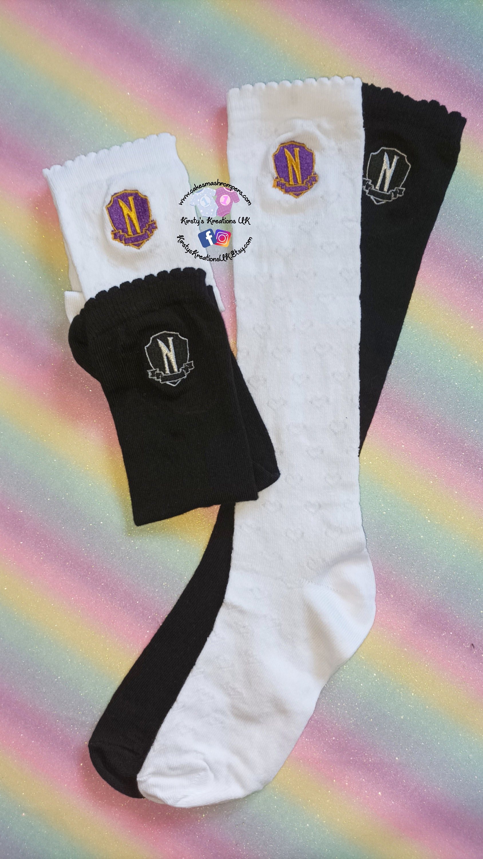 Kawaii Cute High Socks Nevermore Wednesday Addams Enid - Etsy
